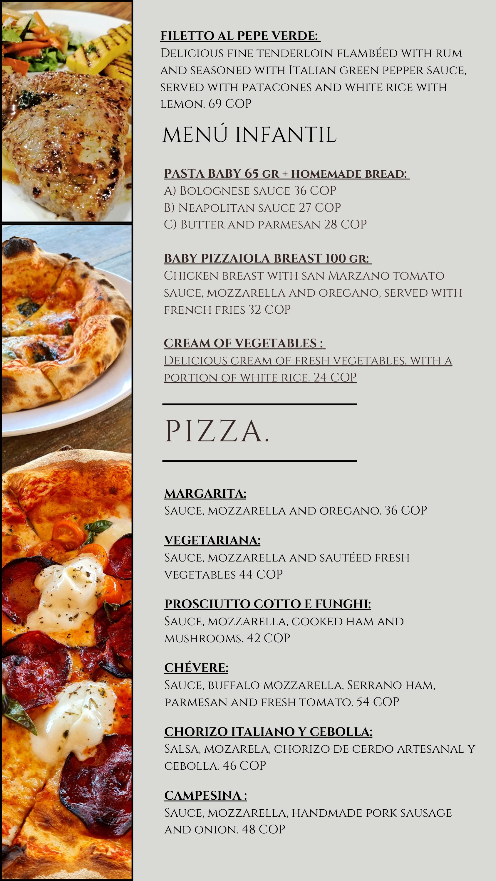 Chévere Beach - Menu Chevere Beach